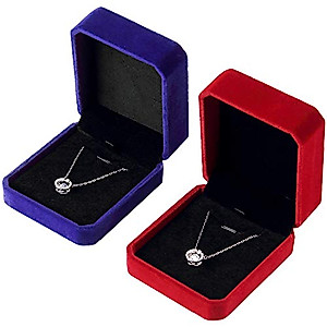 Lamoutor 4Pcs Velvet Necklace Pendant Gift Box Jewelry Gift Box
