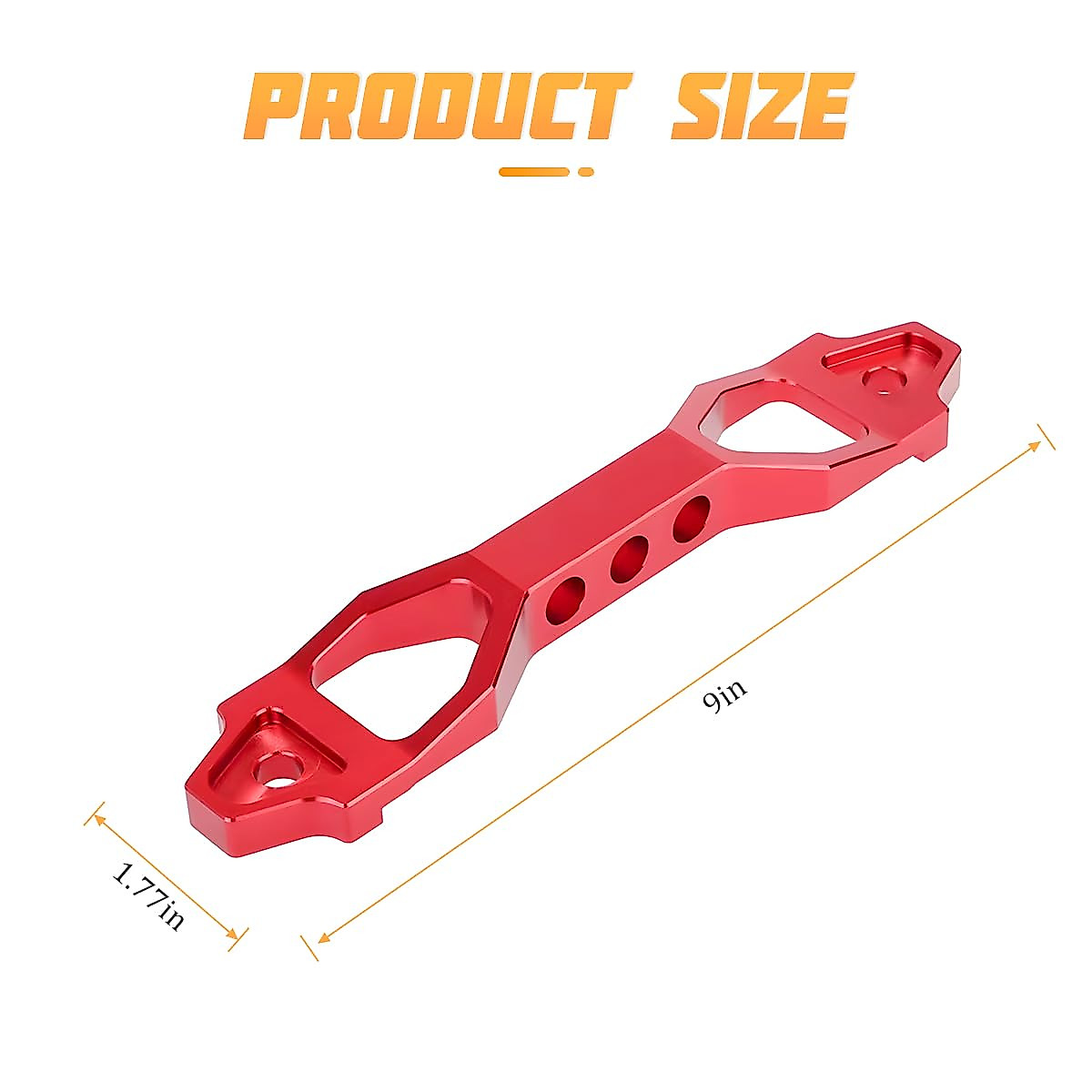 AICEL Battery Hold Down Sets, Billet Aluminum Alloy Car Battery Tie Down Bracket, Automotive Crossbar Holder Lock Mount with Galvanized Iron J Bolts, Car Accessories for Most Vehicles (Red)