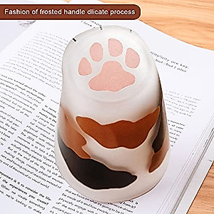 4 Pack Cat Paw Cup，Cat claw Cup Milk Glass Frosted Glass Cup Cute Cat Foot Claw Print Mug Cat Paw for Coffee Kids Milk Glass Cups Tumbler Personality Breakfast Milk Cup (4pack，color 1+color 2)