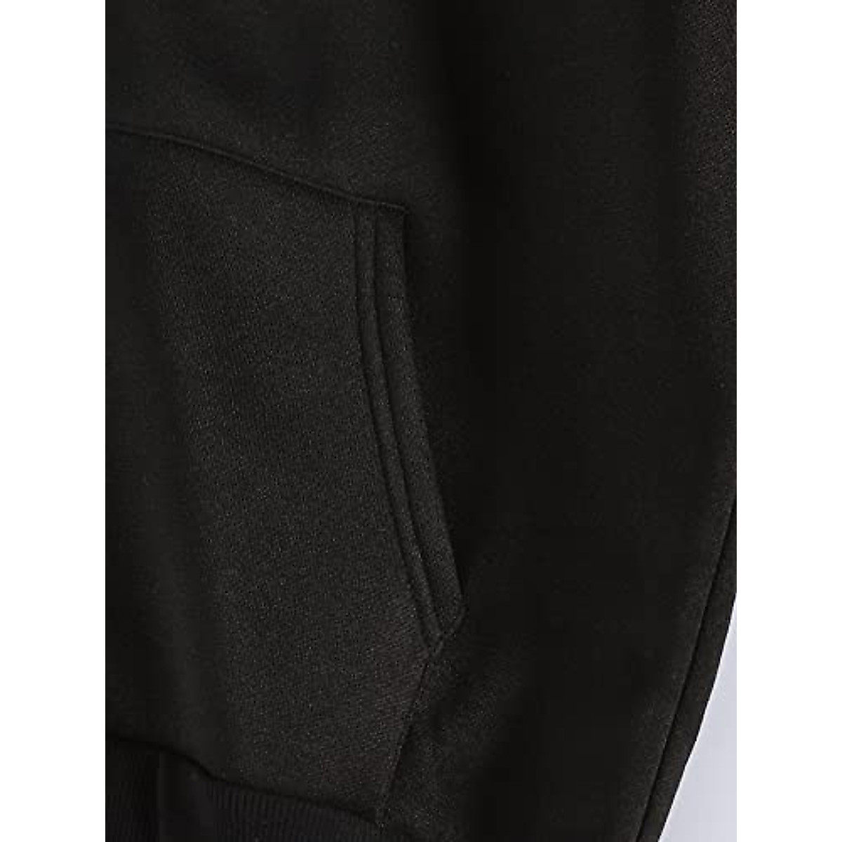 GORGLITTER Men's Color Block Long Sleeve Zip Up Hoodie Cartoon Graphic Drawstring Hooded Sweatshirt Tops Black and Khaki Large