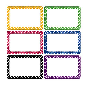 Cualfec 300 Cute Dot Name Tag Stickers Colorful Border Name Labels for School, Office, Home Can Be Used on Clothes, Storage Boxes, Packages - Updated Stronger Stickiness