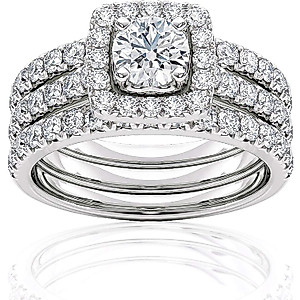 Beverly Hills Jewelers 2 Carat Diamond Engagement Ring - 14 Karat White Gold Diamond Ring for Women Diamond Engagement Ring (Size 7)