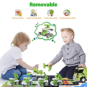 Rydohi Kids Toys Car for Boys : Toddler Truck Toys DIY Take Apart with Map Mat 5 in 1 Carrier Vehicle Construction Toys for Kids Age 3 4 5 6 7 Birthday Party for Kids Gifts