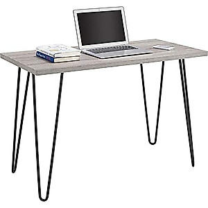 Ameriwood Home Owen Retro Desk with Metal Legs Weathered Oak
