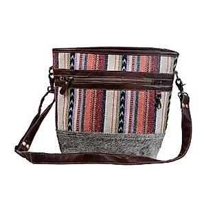 Myra Bag Hues Shoulder Bag Upcycled Cotton & Cowhide Leather S-2865