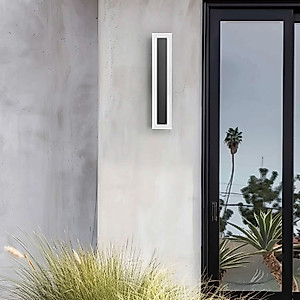 LamQee Long Outdoor Wall Lights Modern Exterior Lighting Fixtures for House, LED Linear Outdoor Wall Sconces Lighting for Porch Patio Garage Door Yard Indoor, Waterproof 3000K, 15.8 Inch