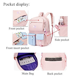 Kawaii Colorful Casual Girls Backpack Elementary Schoolbag Sweet and Cute Children's Backpack with Charm