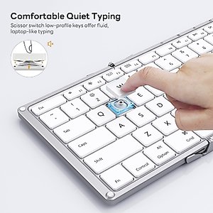 ProtoArc Foldable Bluetooth Keyboard for Mac, XK01-A Folding Wireless Keyboard with Number Pad, Full Travel Keyboard for Macbook, iMac, iPad 10.2, iPad Pro/Air/Mini, iPhone