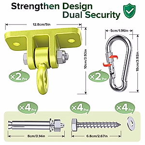 Swing Hangers for Wooden Sets Pack of 2 Heavy Duty Swingset Hardware with Locking Hooks for Porch, Patio, Playground Indoor/Outdoor by Highpro