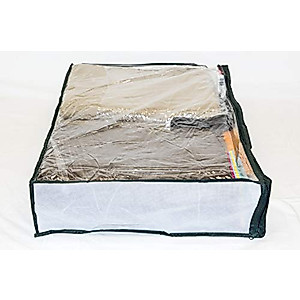5-Pack Clear Vinyl Zippered Storage Bags 24 x 16 x 4 Inch with Dark Green Trim, 11 x 14.5 Insert Pocket and Handle