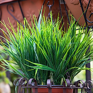 YUESUO 10pack Artificial Tall Grass Plant Outdoor UV Resistant Artificial Wheat Grass Faux Shrubs Fake Outdoor Plants for Home Garden Decoration