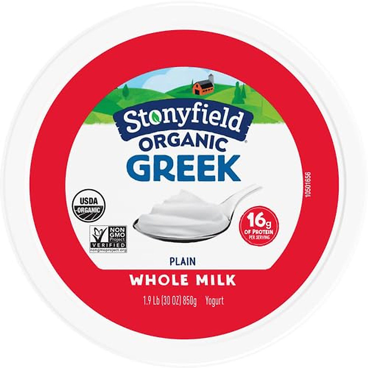 Stonyfield Organic Greek Whole Milk Yogurt, Plain, High in Protein (16g), Multiserving Snack & Cooking Substitute, 30 Oz
