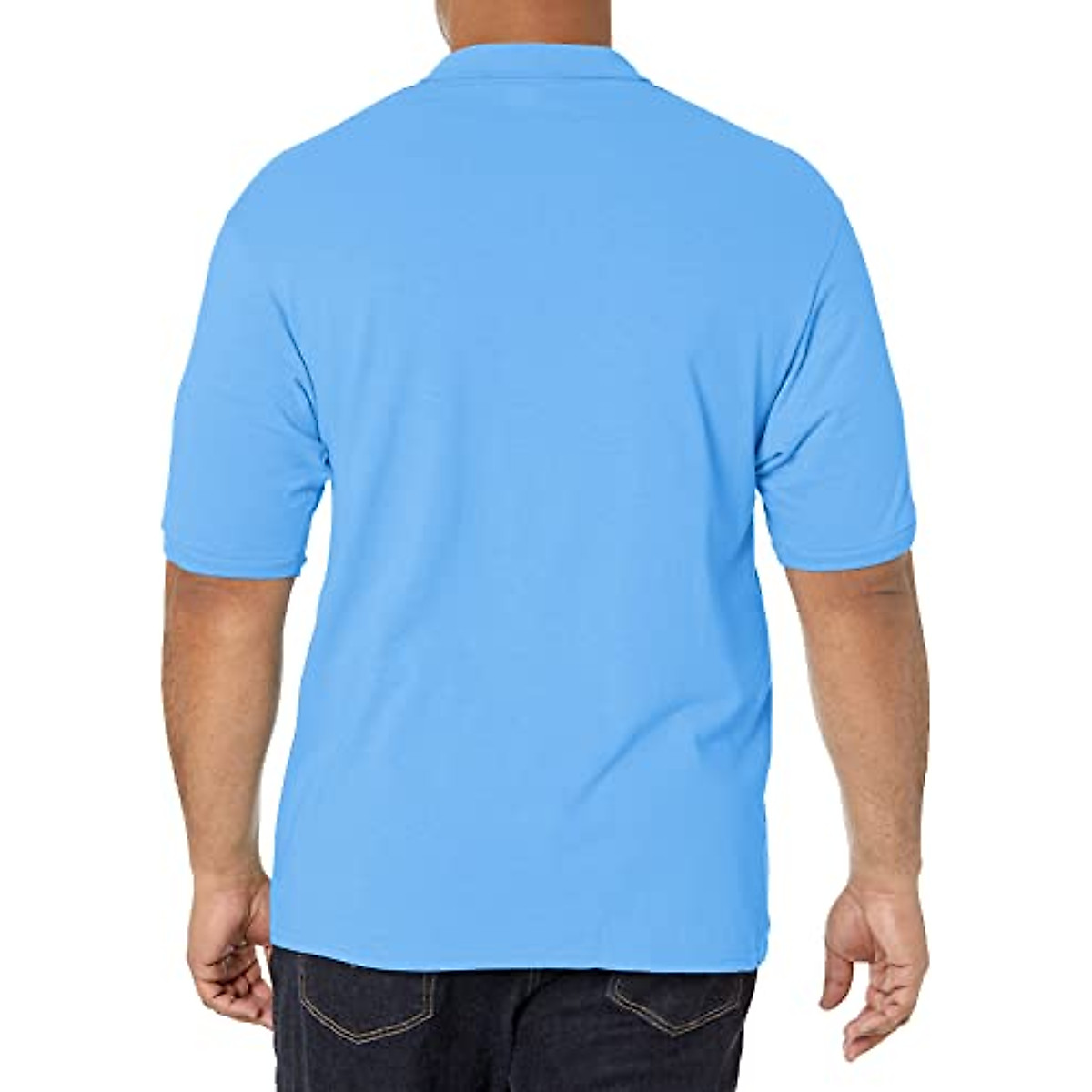 Jerzees Men's SpotShield Stain Resistant Polo Shirts (Short & Long, Short Sleeve-Light Blue, Large