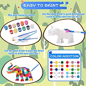 BOLZRA Safari Animals Painting Kit for Kids, 10Pcs Paintable Jungle Plastic Animal Figures, Paint Your Own Zoo Animals Figurine Creativity Toy DIY Crafts and Arts Supplies for Boys Girls Activities