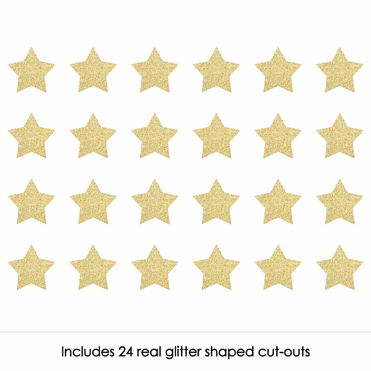 Big Dot of Happiness Gold Glitter Star - No-Mess Real Gold Glitter Cut-Outs - Party Confetti - Set of 24
