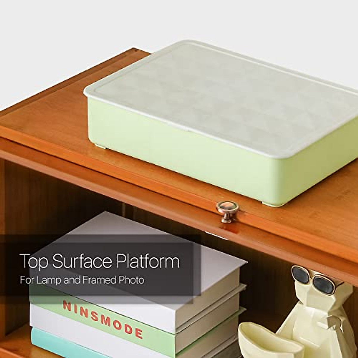 MoNiBloom Bamboo Bookshelf with Acrylic Doors 3 Tier Freestanding Bookcase Storage Stand for Living Room Office Bedroom, Brown