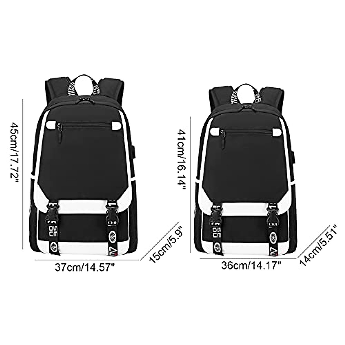 JiaYou Boys Backpack High Middle School Bag Laptop Casual Daypack with USB charging port for Men College Students(White Black,25 Liters)