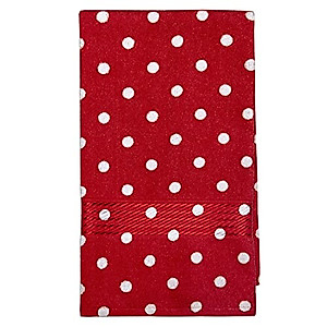 Cackleberry Home Polka Dot Bathroom Cotton Terry Hand Towels 20 x 30 Inches, Set of 2 (Crimson Red)