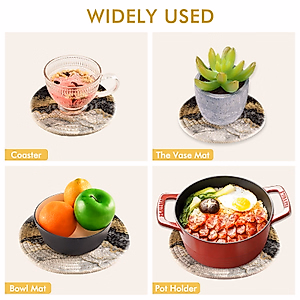 Kitchen Pot Holders Set Round Cotton Potholders Hot Pads, Hot Mats Gold Black Marble for Hot Dishes Pot Bowl Teapot