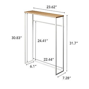 Yamazaki Home Modern Slim Console Table, Slim Narrow Accent Table for Entryway Or Living Room, Metal and Wood Skinny Hallway or Sofa Table Steel One Size White