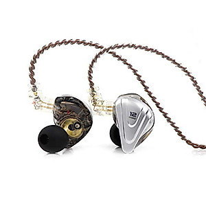 Linsoul KZ ZSX 5BA+1DD 6 Driver Hybrid in-Ear HiFi Earphones with Zinc Alloy Faceplate, 0.75mm 2 Pin Detachable Cable for Audiophile Musician (Without mic, Black)