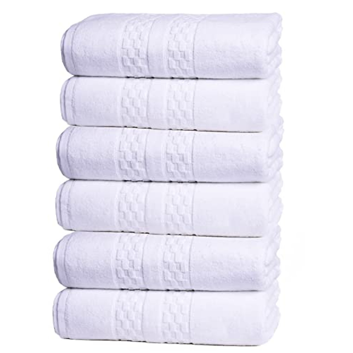 Hotel Collection_6 Piece Hand Towels Set, 6X (28'' x 16''), 100% Turkish Cotton, Absorbent, Decorative & Soft, Luxury Quality, Large Towels for Bathroom, for Hotel, Spa, Home and Commercial Use/White.