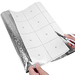 15-3/4" X 590" Aluminum Foil Kitchen Backsplash Sticks Wallpaper, Waterproof Self Adhesive Wallpaper for Kitchen, Oil-Proof Kitchen Contact Paper for Shelf Liner Countertop Cabinets(Silver)