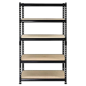 Juggernaut Storage 48" W x 18" D x 72" H 5-Shelf Steel Shelving, Black (SS4818-5BLK)