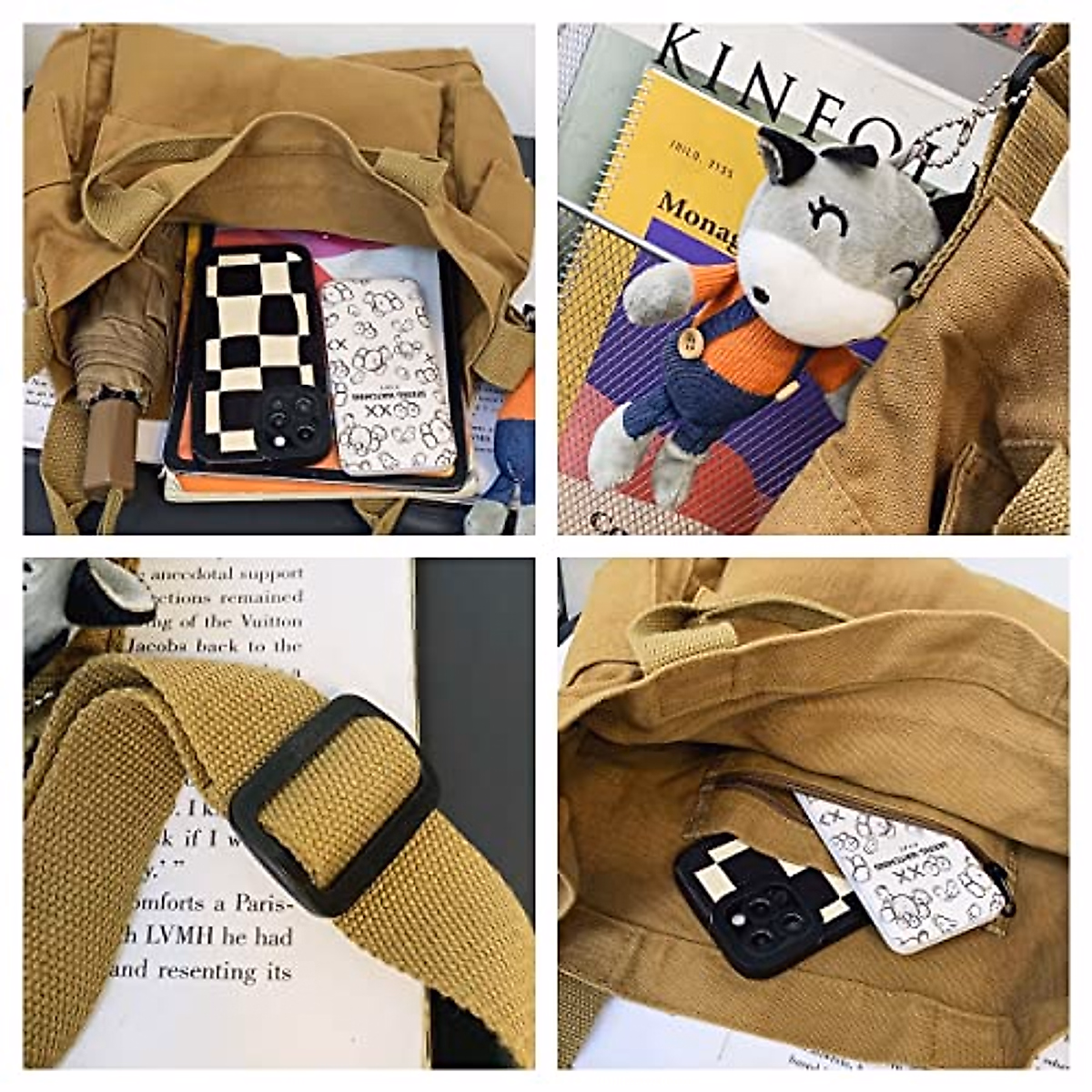 JQWSVE Canvas Tote Bag for Women Men Crossbody Bag Large Hobo Messenger Bag Canvas Shoulder Tote Bag for Office Travel School