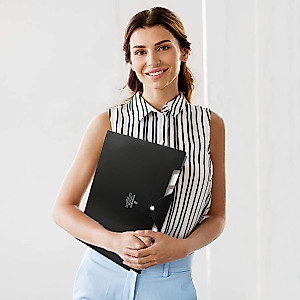 8 Pockets Letter A4 Paper Plastic Expandable Files Folder Snap Closure Accordion Document Organizer for School Office Home (Black)