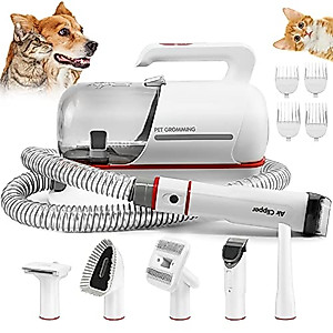VipCare Pet Grooming Kit & Vacuum Suction - 5in1 Dogs & Cats Grooming Tools & Kits Included Grooming Brush, Cleaning Brush, Cleaning Nozzle, Deshedding Tool and Hair Clipper for Dogs Cats