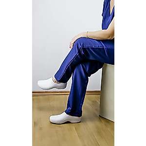 Sticky Nursing Shoes Women - Chefs - Kitchen - Nurses - Clogs for Work - Waterproof Non Slip (White, 8.5)