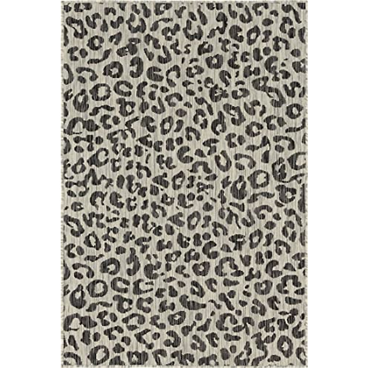 Unique Loom Outdoor Safari Collection Transitional Indoor & Outdoor Wildlife Inspired Animal Print with Leopard Design Area Rug, 4 x 6 ft, Black/Light Gray