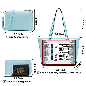 Purse Women Handbag Wallet Shoulder Bags Tote shoulder Hobo 3pcs Purse Set IceBlue
