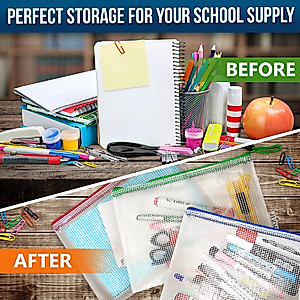 5 Pack Mesh Zipper Pouch Bags A5-9.5x7.1 in Plastic Zipper Pouches for Organizing Mesh Pouch with Zippers Bags for Organizing Meshed Zippered Bag Office Supplies Travel Accessories Receipts Makeup