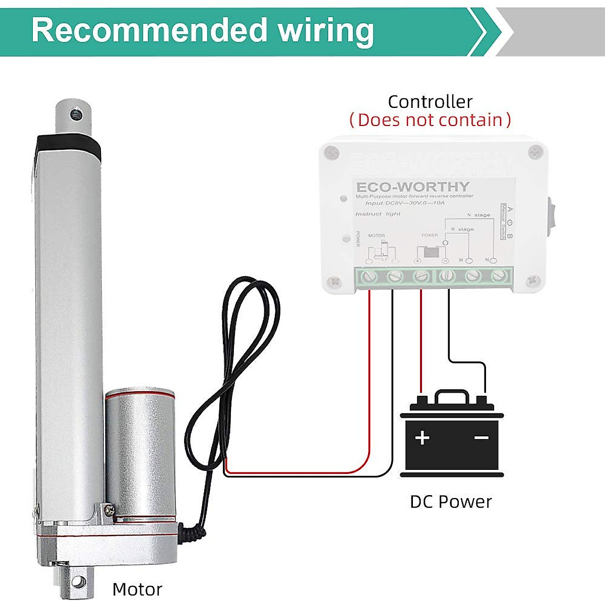 ECO-WORTHY Heavy Duty 330lbs/1500N Solar Tracker Linear Actuator Multi-Functions with Mounting Brackets (12V, 8") IP54 Waterproof Linear Motion Actuator