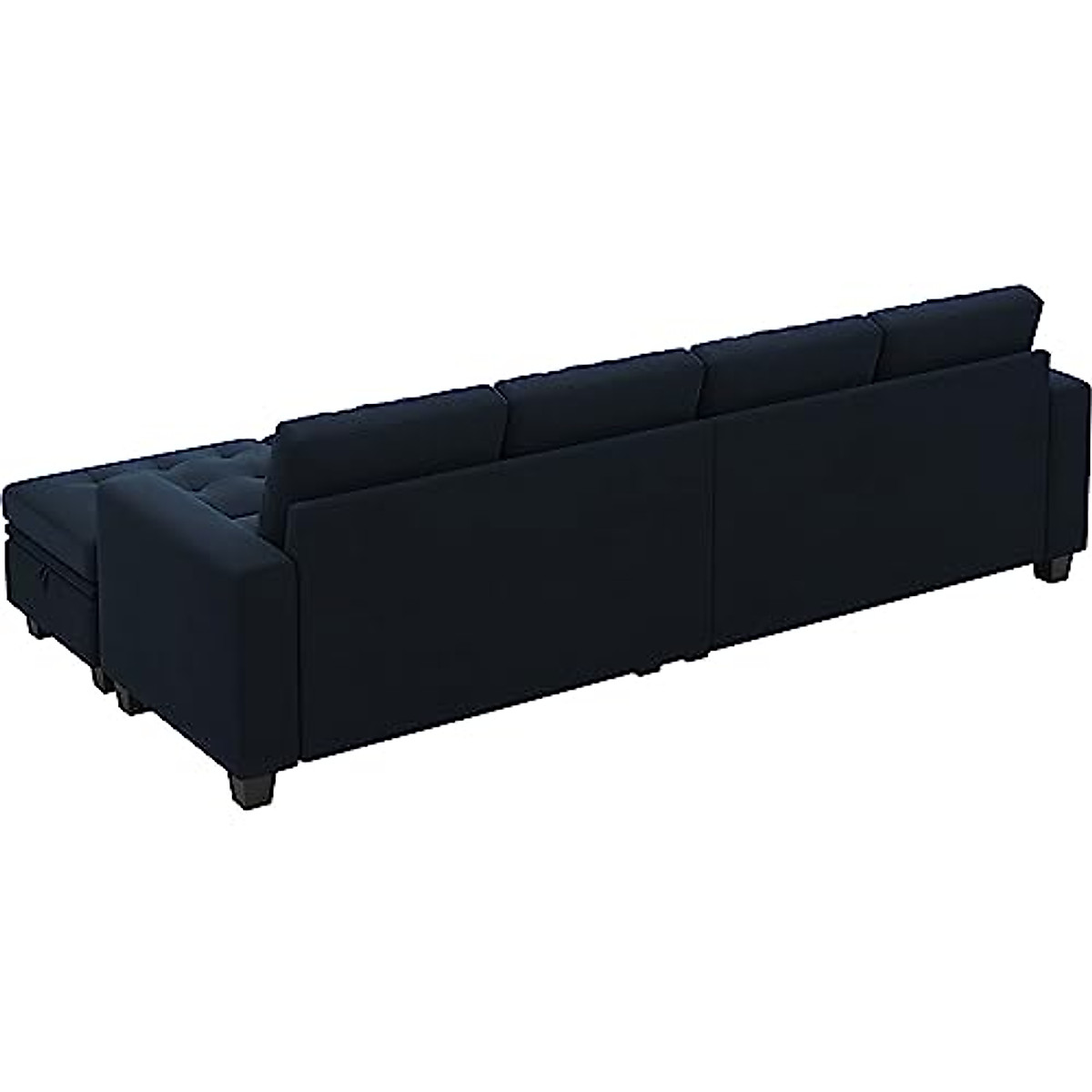 Belffin Velvet Convertible 4-Seat Sectional Sleeper Sofa with Reversible Chaise Sleeper Sectional Couch Bed with Storage Ottoman Sectional Sofa Couch Set Blue