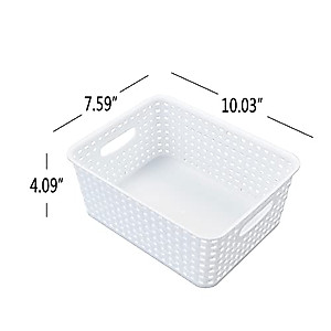 Utiao White Plastic Storage Baskets Pantry Organizer Bin, 6 Packs