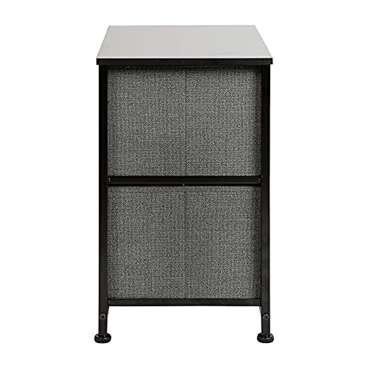 Flash Furniture 2 Drawer Storage Organizer - Black Cast Iron Frame and Wood Top - 2 Easy Pull Dark Gray Fabric Drawers
