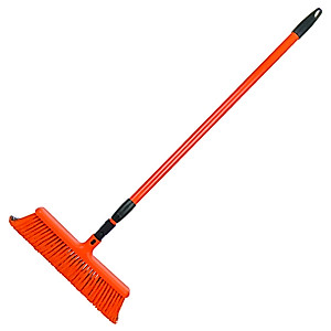 Tiger Jaw TJB2 Heavy Duty Multipurpose All-in-One Broom and Rake with Telescopic Handle and Stiff Curved Designed Bristles to Push Like A Broom Or Pull Like A Rake
