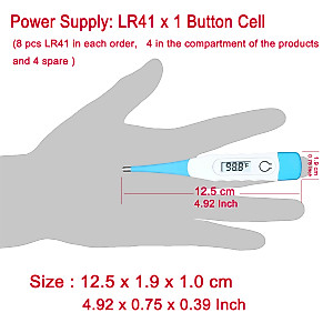 BESTWYA Oral Thermometer, Digital Thermometer for Oral, Rectal or Under Arm Use (A, Pack of 4)