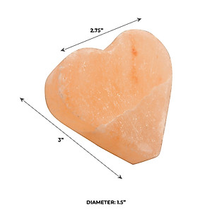 Pure Himalayan Salt Works Heart Massage Stone, Pink Crystal Hand-Carved Stone for Massage Therapy, Deodorant and Salt and Sugar Scrubs, 2.75” W x 3” H x 1.5” D (Pack of 6)