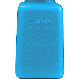 Menda 35285 Pure Touch Stainless Steel Liquid Dispenser Pump, ESD Safe durAstatic Square Bottle, 6 oz, High Density Polyethylene/Stainless Steel, Blue