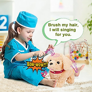 Koonie Toy Dog, Singing, Walking, Barking, Tail Wagging, Plush Interactive Toy for 2-5 Years Kids