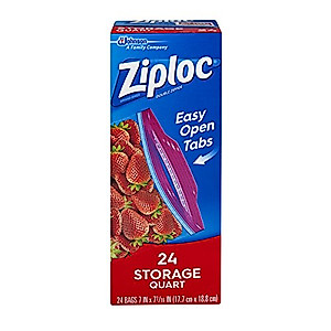 Ziploc Kitchen Storage Bags Qt. 7" X 8" 2 Box