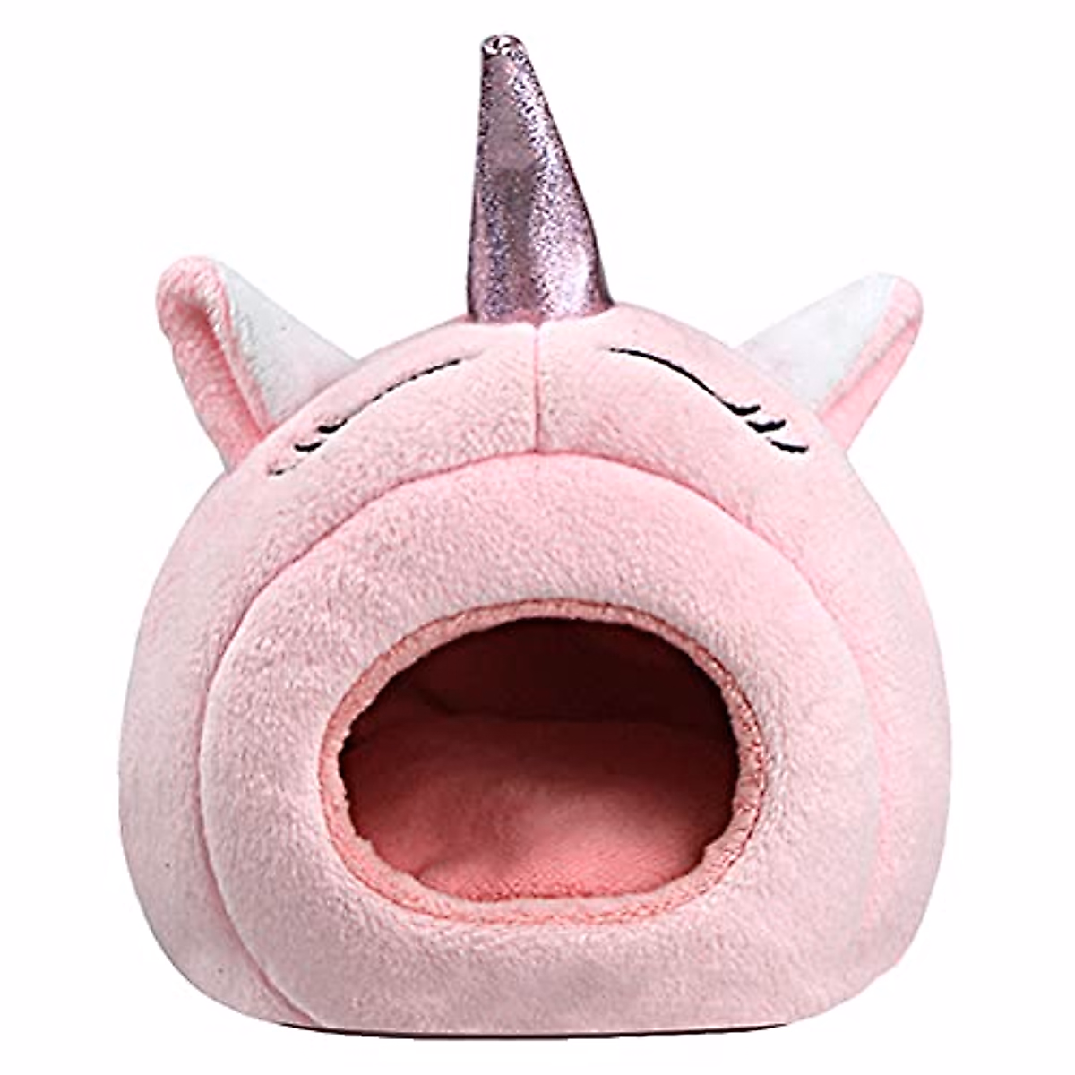 balacoo Hamster Cave Bed Hideout Nest Unicorn Shape Warm Plush House Cage Hut for Rat Hedgehog Chinchilla Guinea Pig