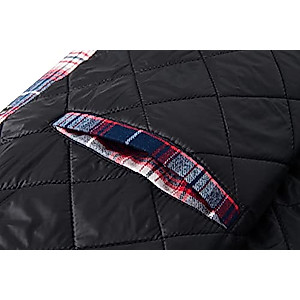 MAGCOMSEN Flannel Hooded Jacket for Men Long Sleeve Button Down Quilted Hood Coat Flannel Shirts for Men Winter Thermal Plad Jacket Red