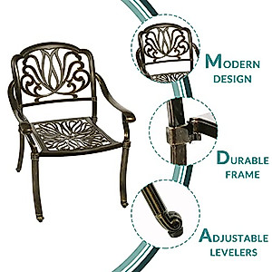 MEETWARM 9-Piece Outdoor Patio Dining Set, 8 Outdoor Dining Chairs and 1 Oval Table with 2" Umbrella Hole, All Weather Cast Aluminum Patio Funiture Set for Backyard, Patio, Garden