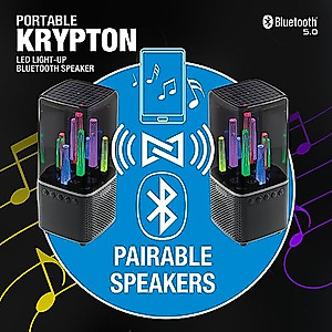 Audiolux Wireless Portable Bluetooth Speaker, Color Changing LED Light-Up MP3 Player, Clear Stereo Sound, Outdoor Surround Sound Streaming Device, Deep Bass, Rechargeable, TWS, USB Slot, Micro SD