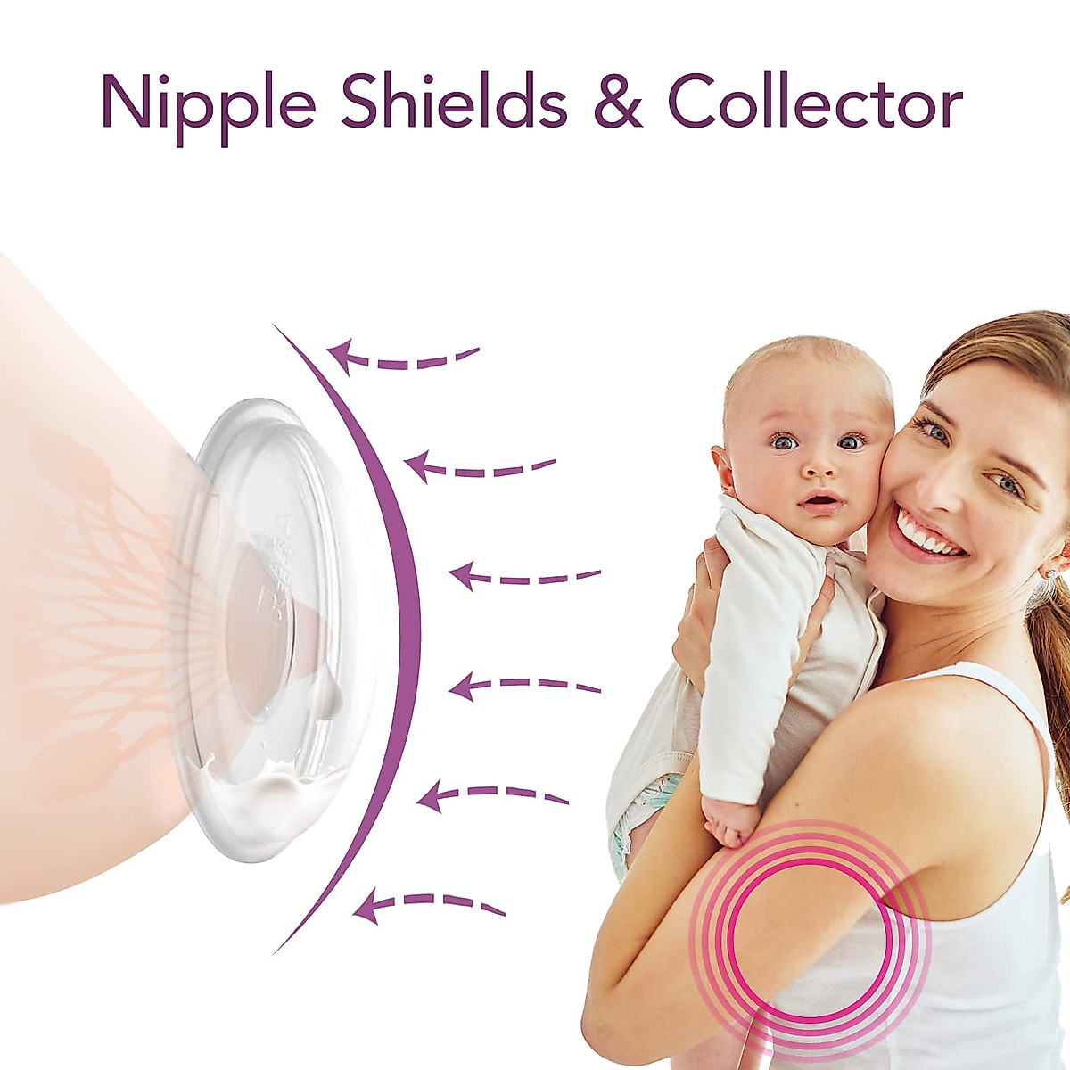 Momlist Milk Collector for Breastfeeding, Breast Shell & Milk Catcher, Reusable Silicone Sore Nipples Breast Milk Saver 2PCS